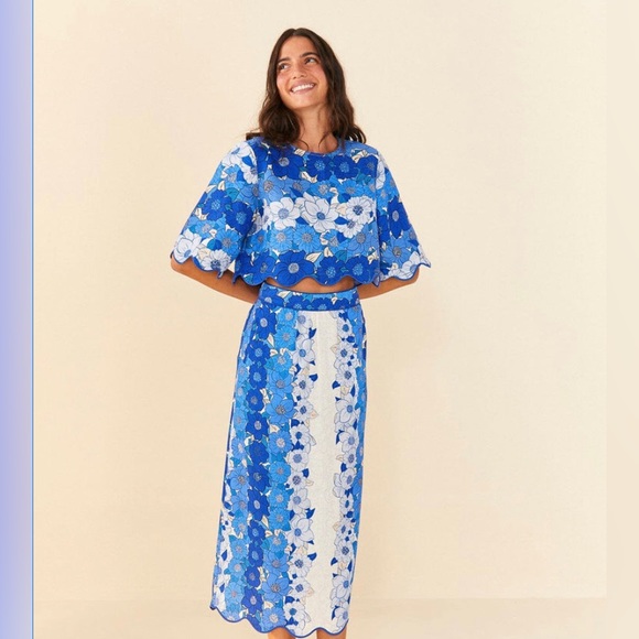 FARM Rio | Dresses | Farm Rio Blue Flower Stripes Set | Poshmark